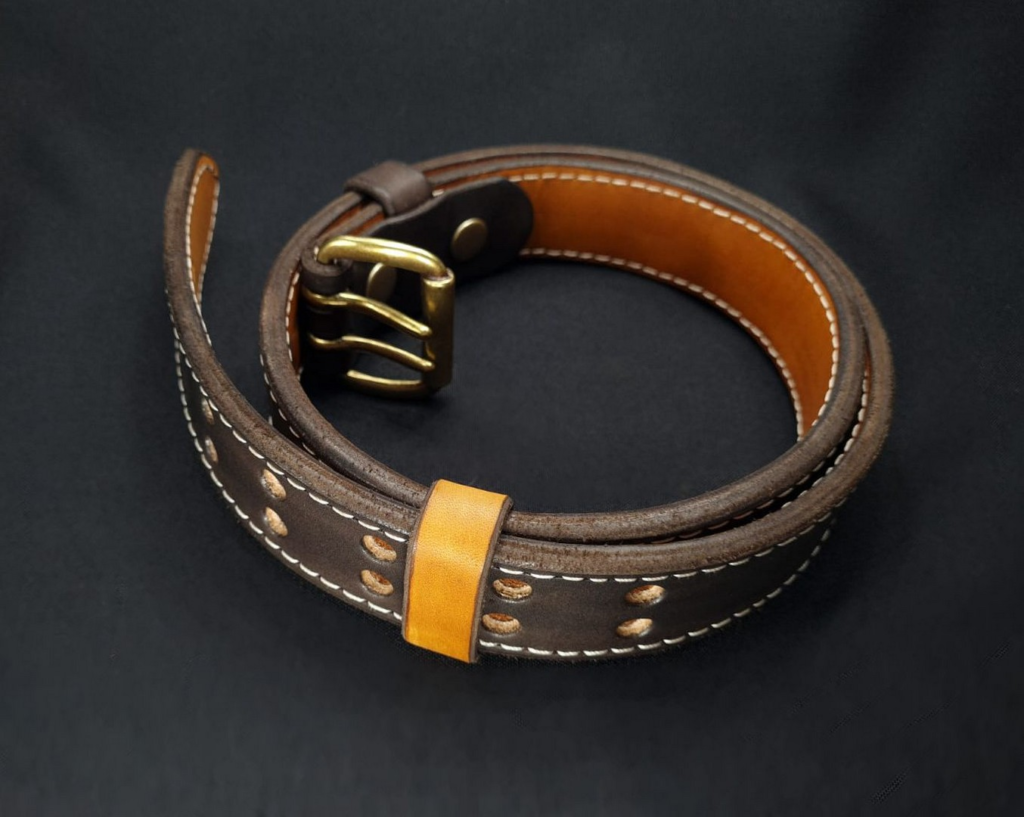 50mm Double Layer 2 Prong Leather Belt - Hunt Africa Leather