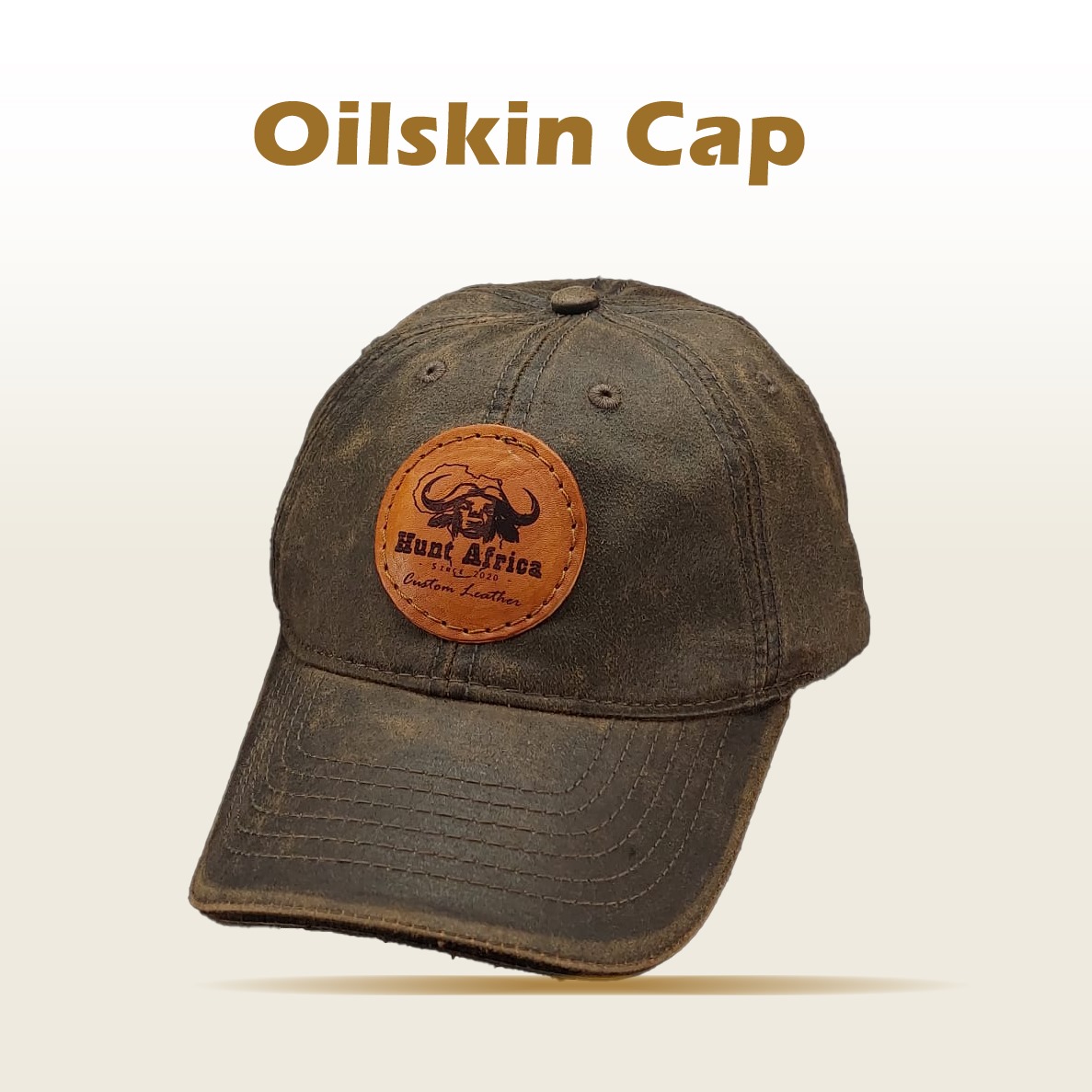 Oil Skin Cap with Leather Patch - Hunt Africa Leather