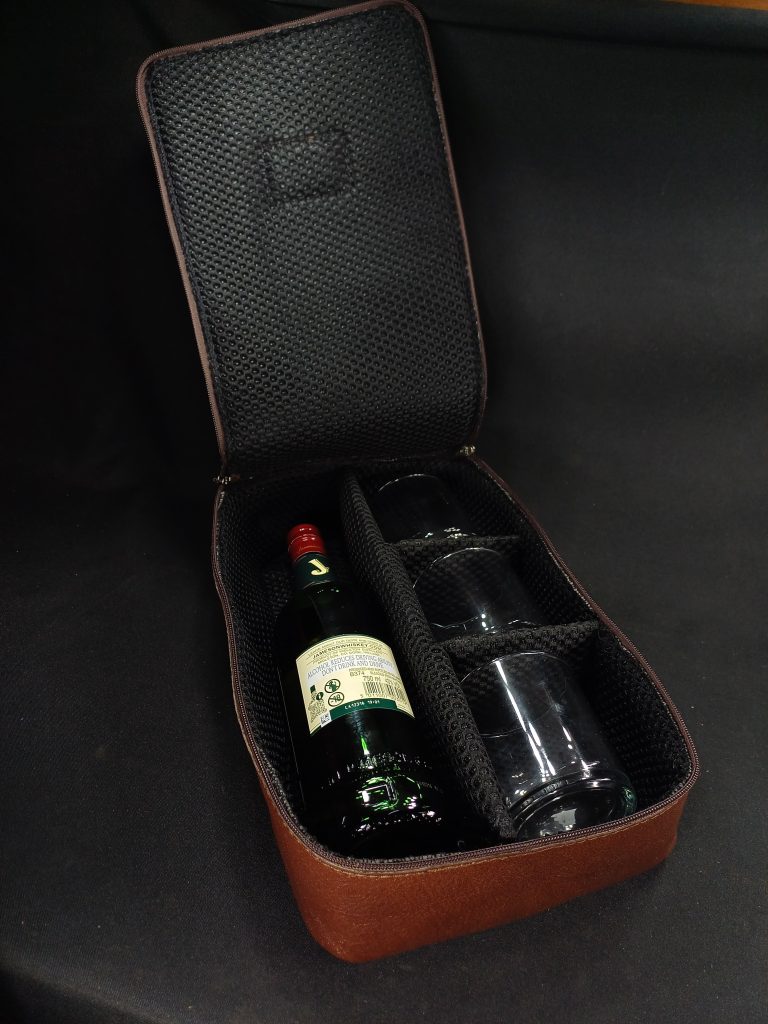 Leather Liquor Bottle & Glass Carrier - Hunt Africa Leather